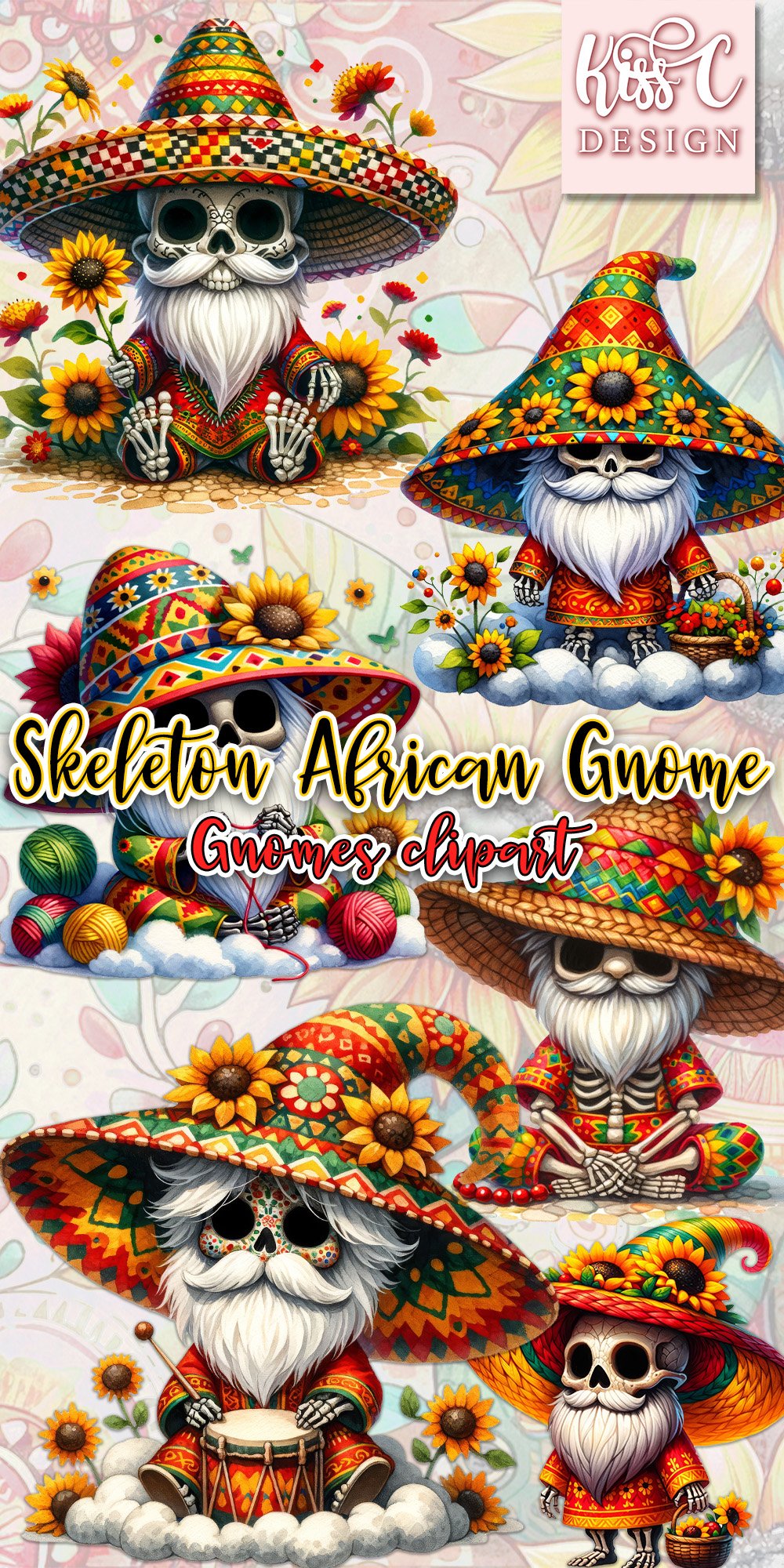 Skeleton African Gnomes PNG Clipart. Black History Month.
