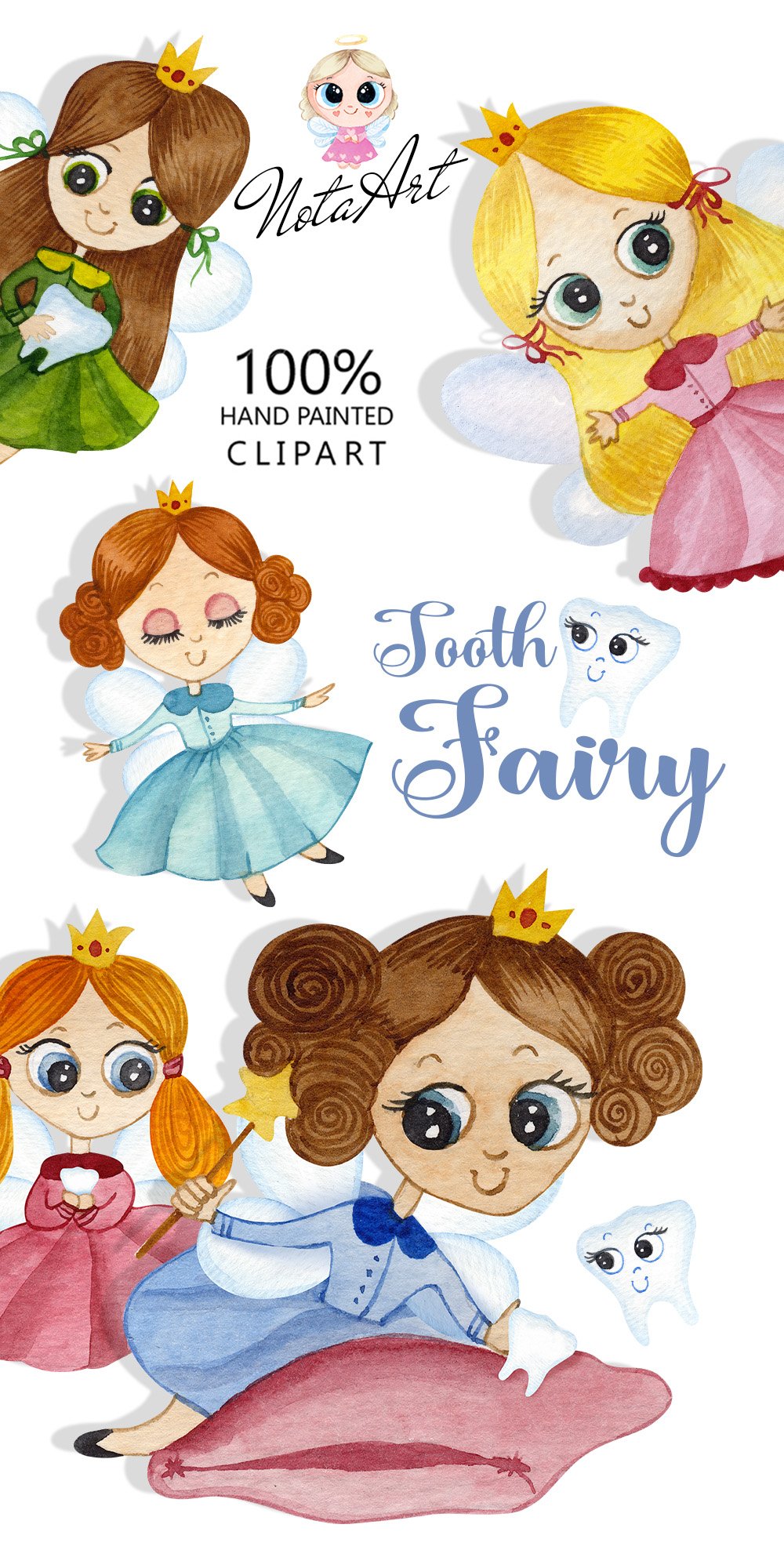 Clipart tooth fairies, Watercolor tooth fairy