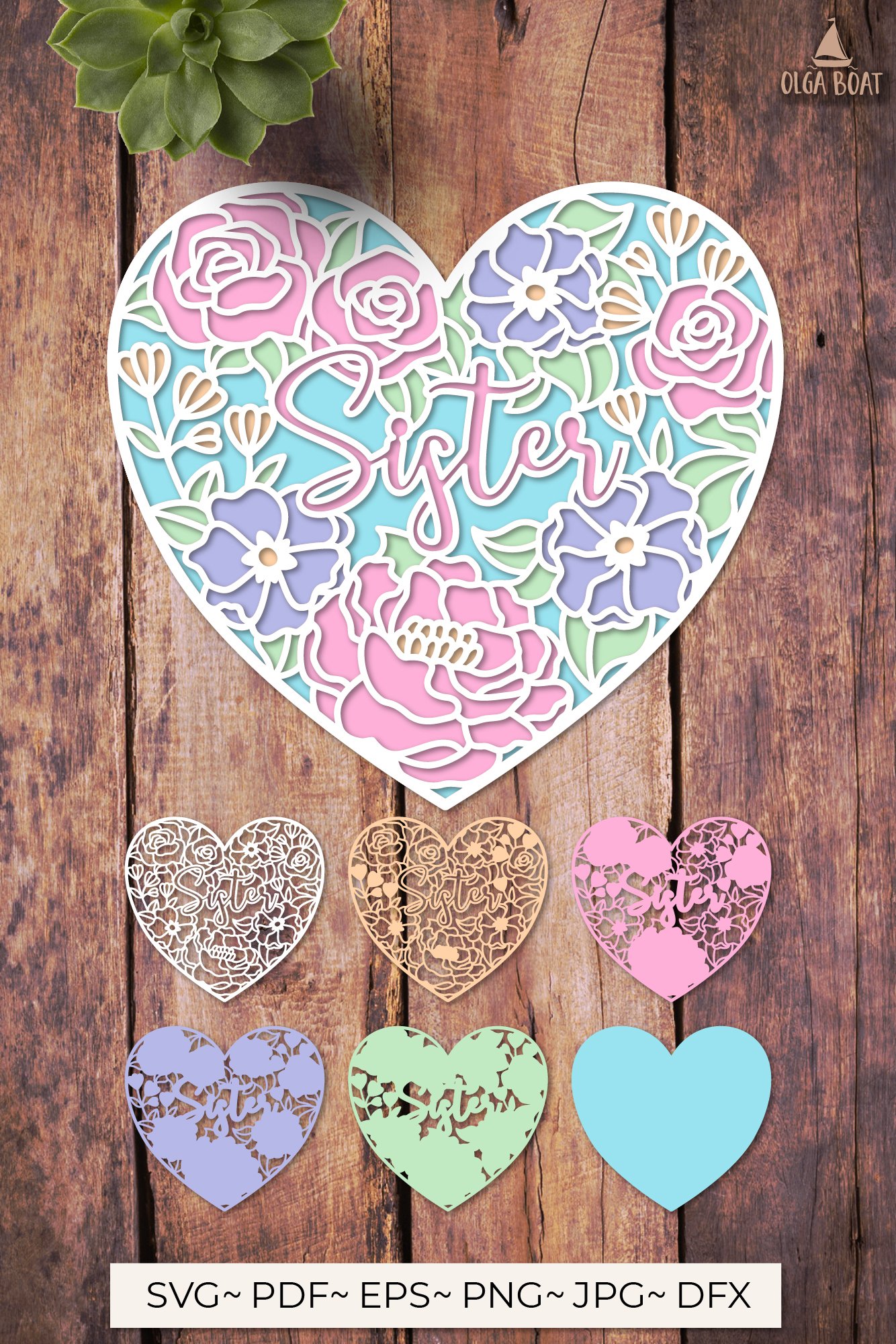 3D Sisters heart svg | Mothers day sister birthday card