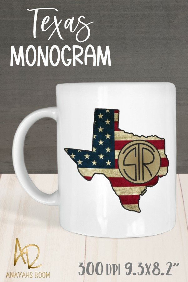 Sublimation Monogram| Texas State With Flag