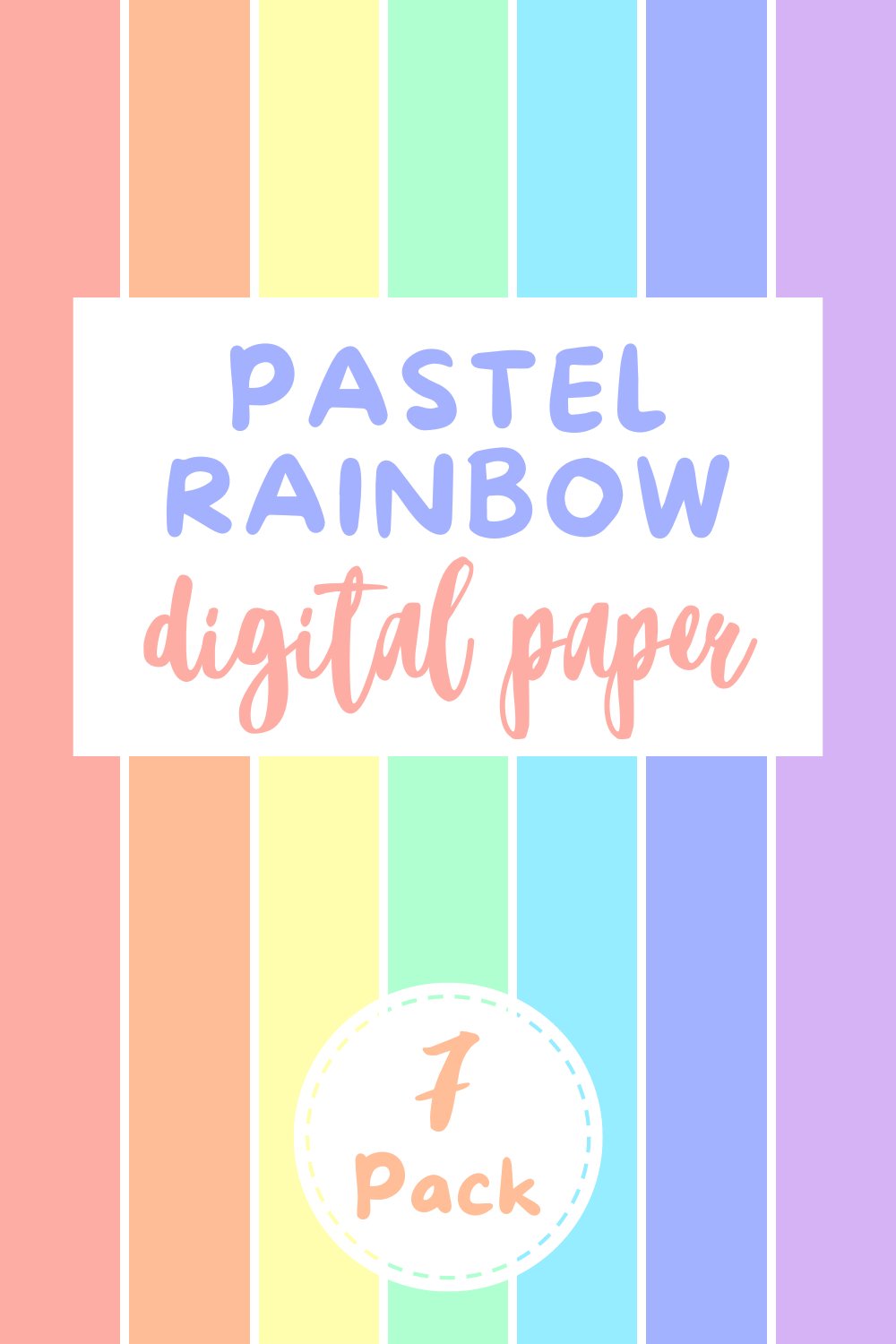 Solid Rainbow Digital Paper, Pastel Rainbow Printable Paper