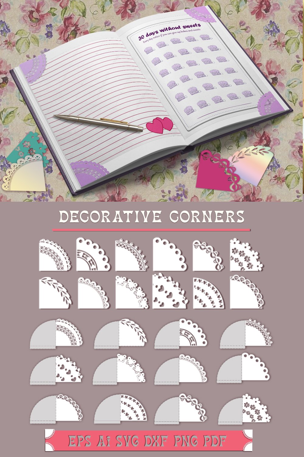 Decorative corners. File to cut