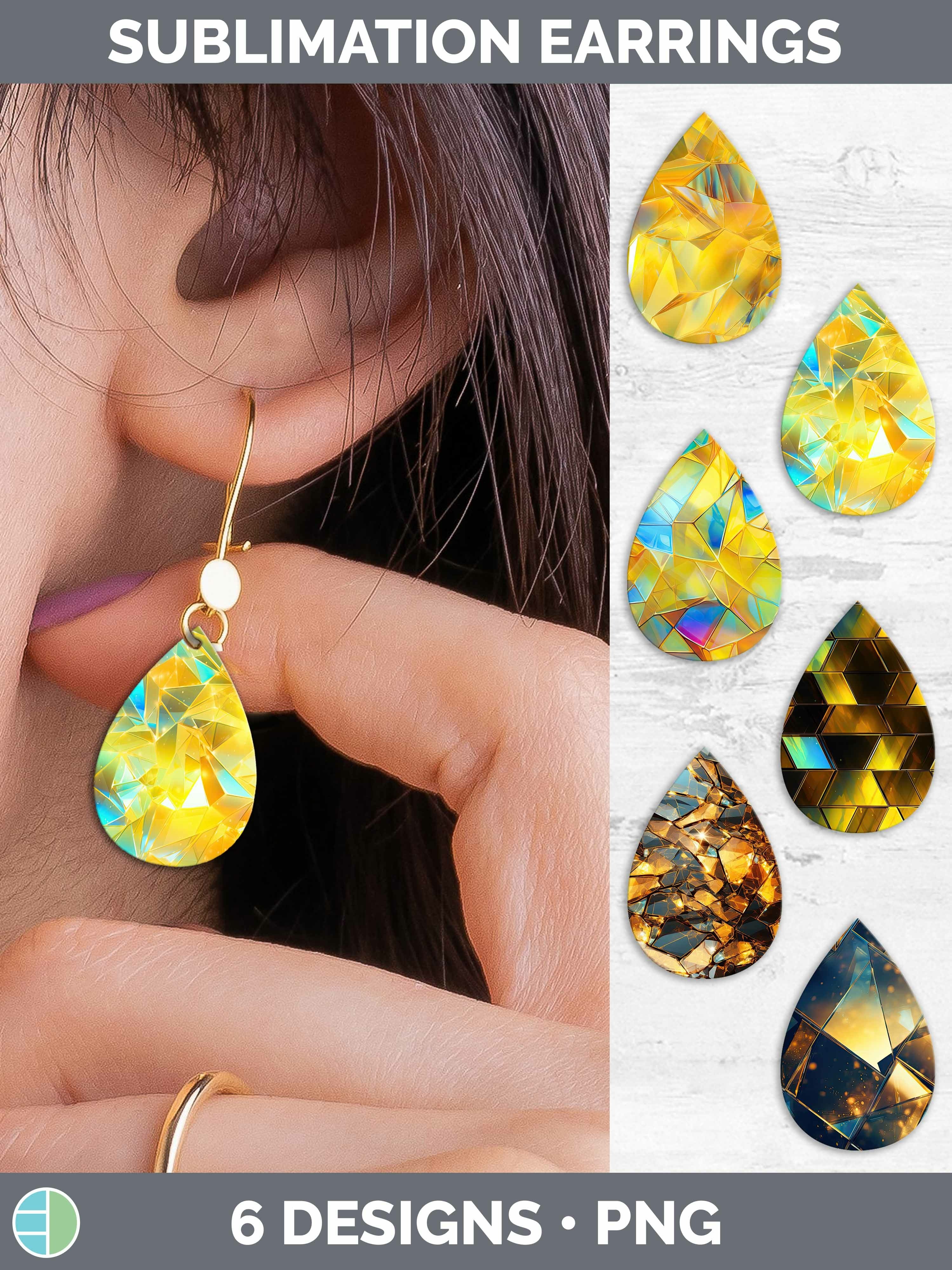 Holographic Yellow Teardrop Earrings | Bundle Earrings Desi