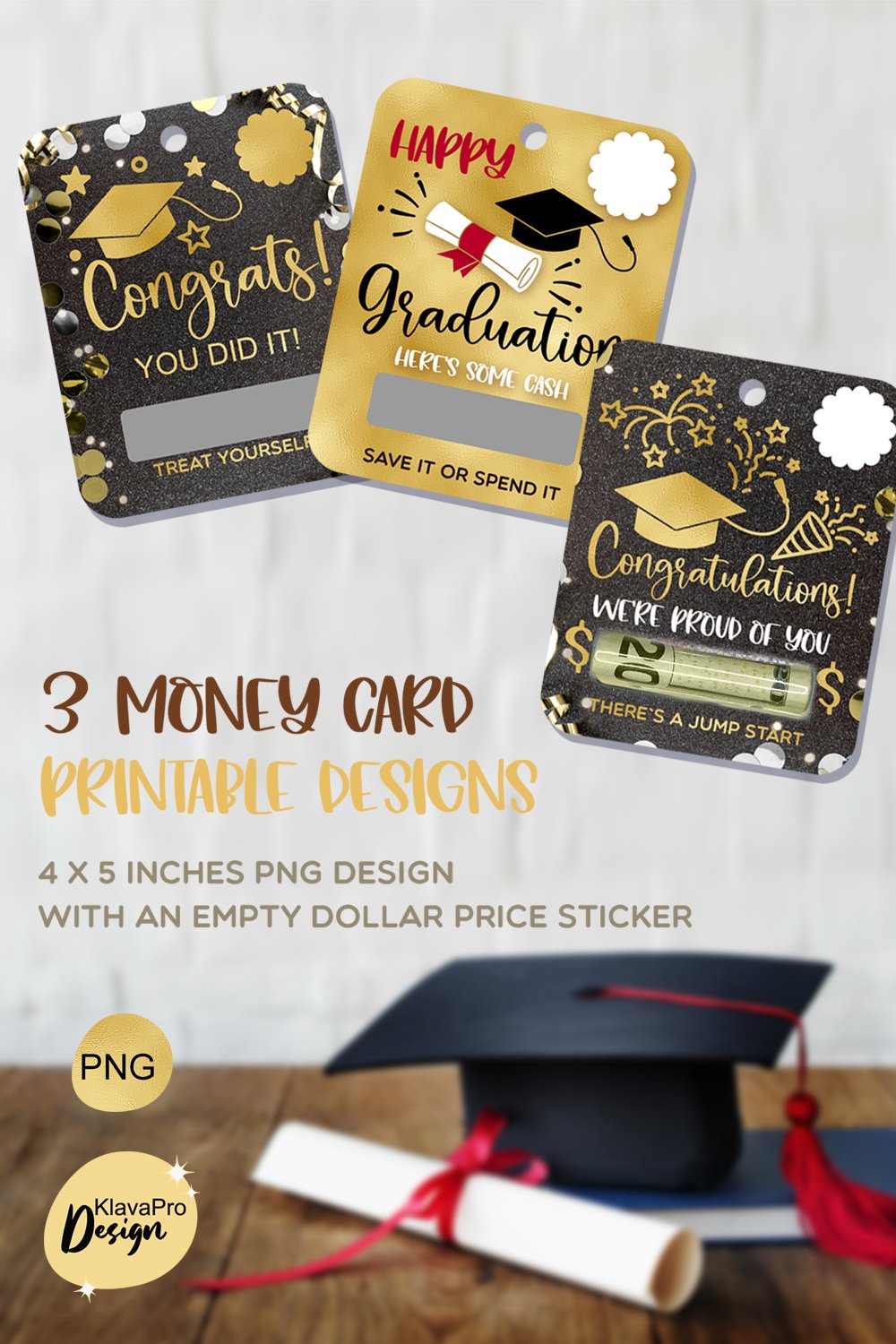 Graduation Money Card 3 PNG Designs | Gift for Graduate