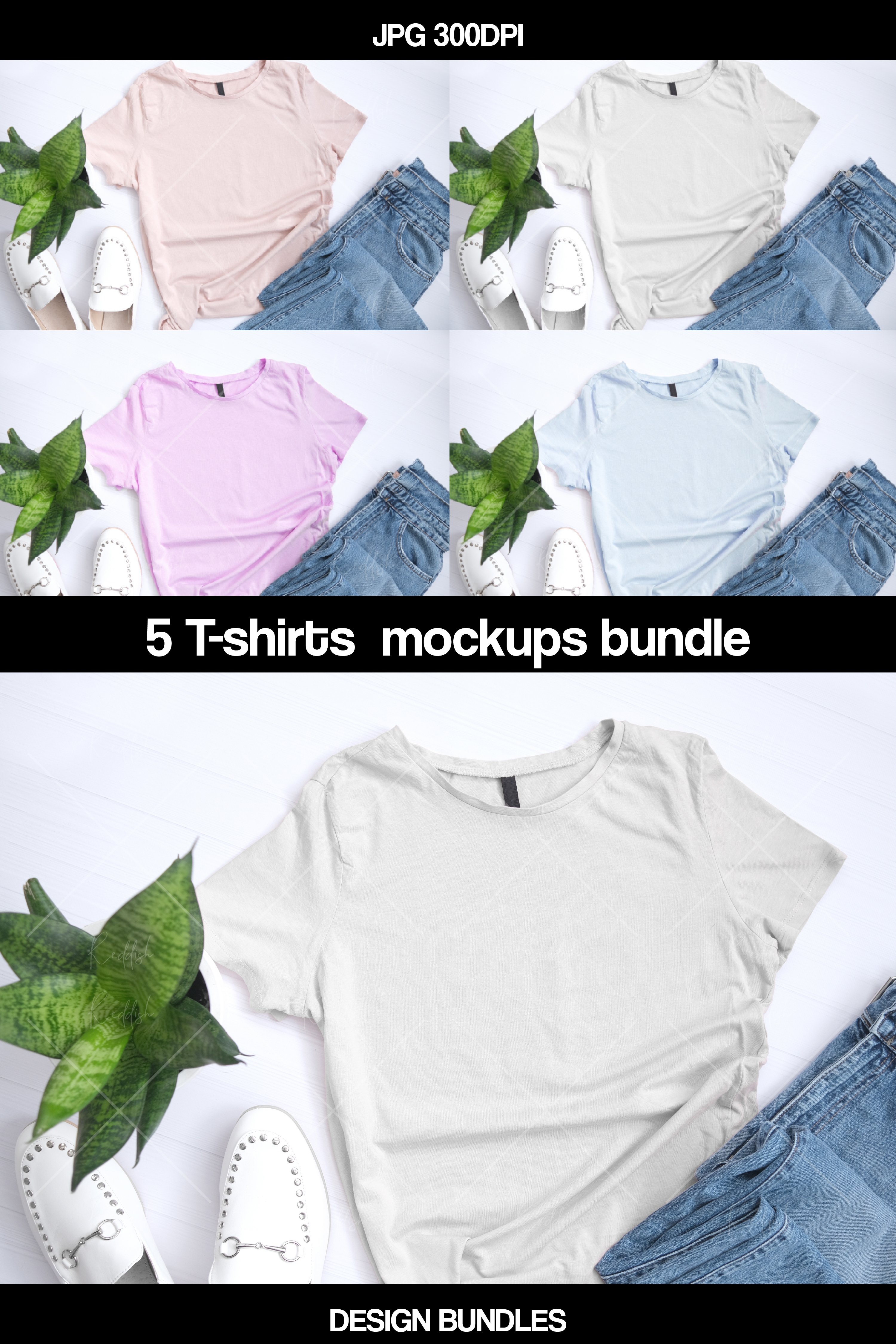 Super 4 bright T-shirt mockups bundle JPG (1359378)