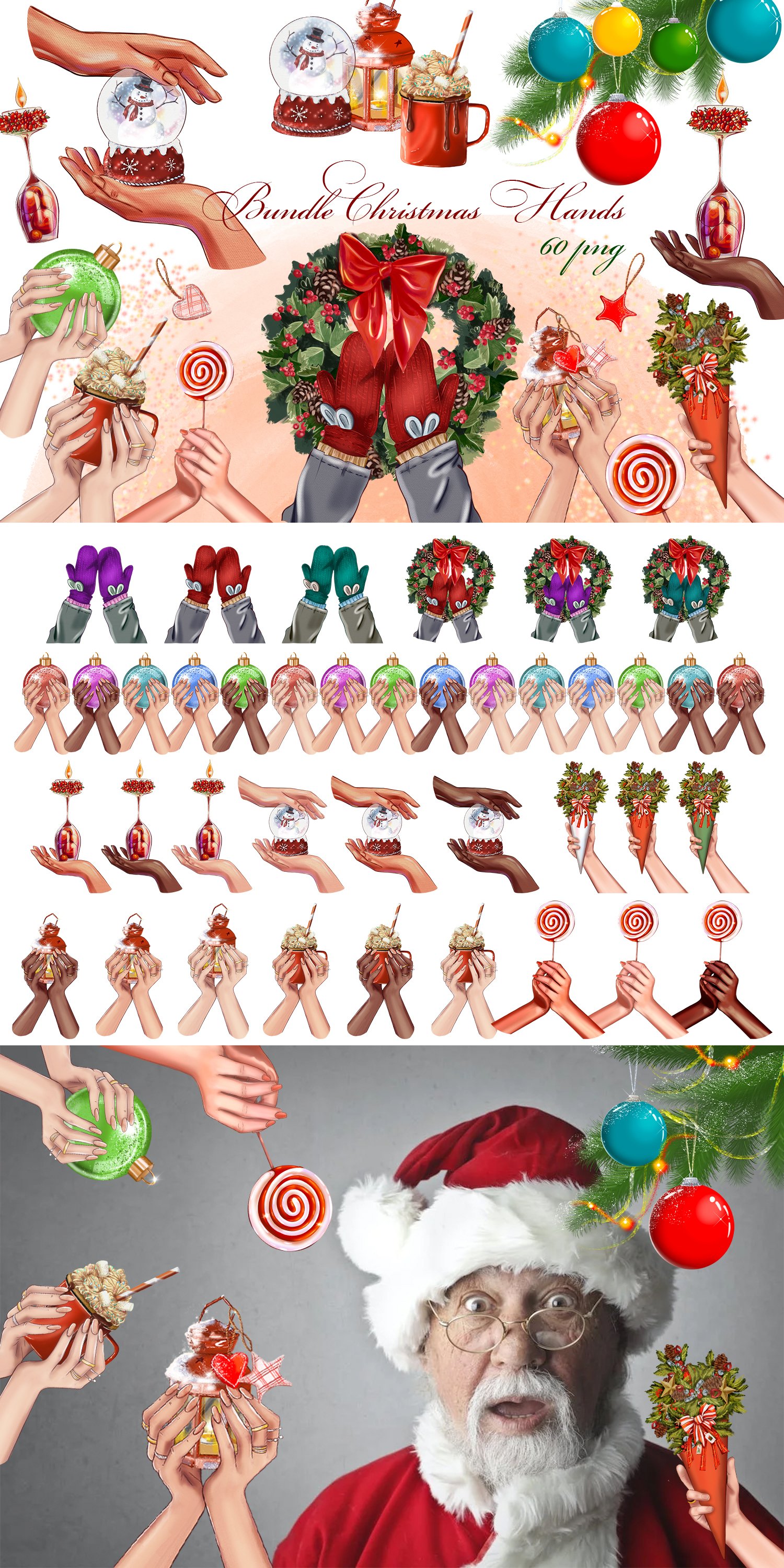 Christmas Hands, Christmas Gift, Christmas Postcard