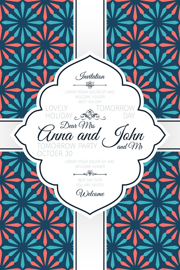 Invitation card with vintage spanish pattern
