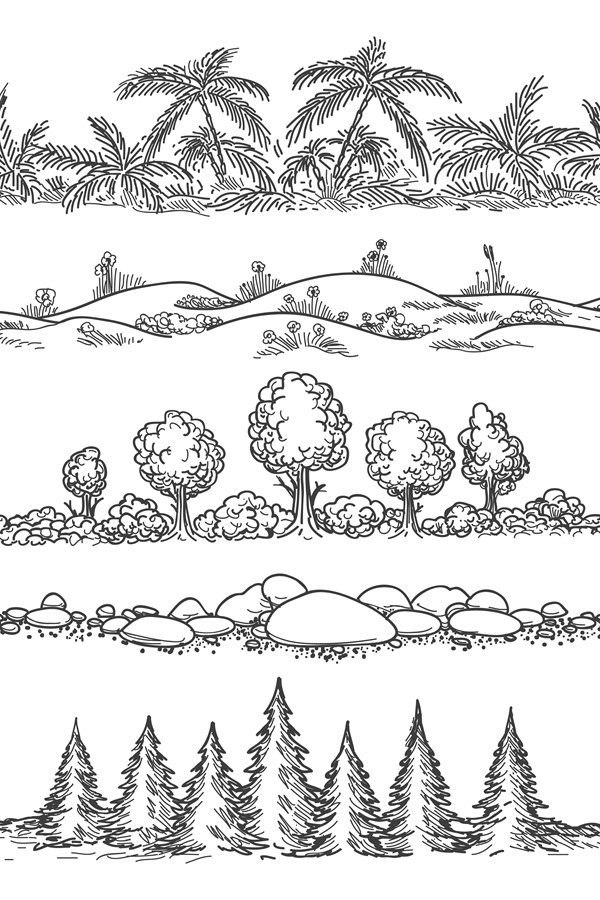 Nature line landscape set