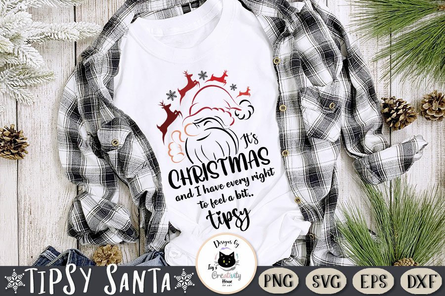 Funny Christmas SVG file with tipsy Santa