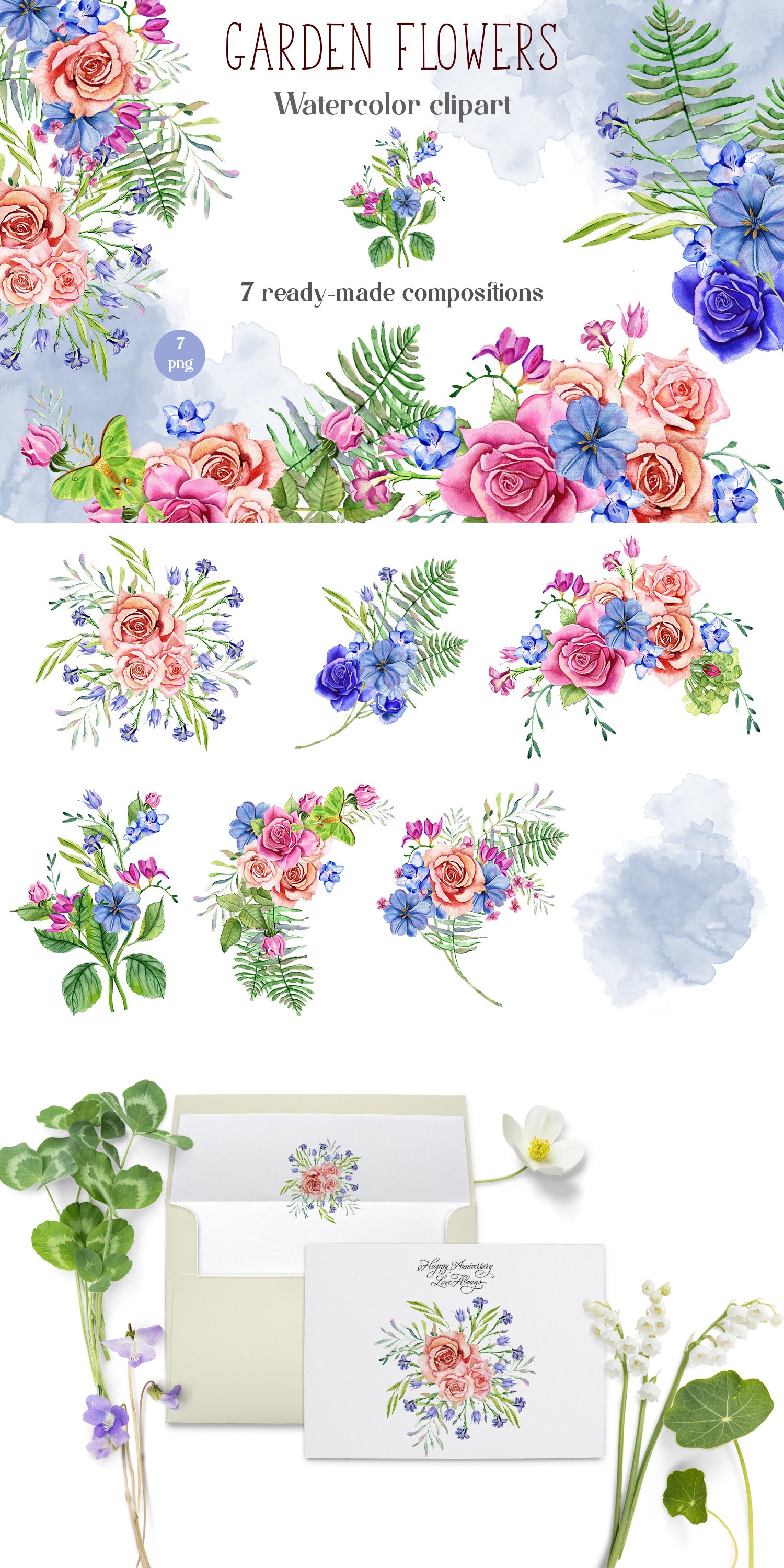 Flowers Bouquets Clipart Sublimation PNG