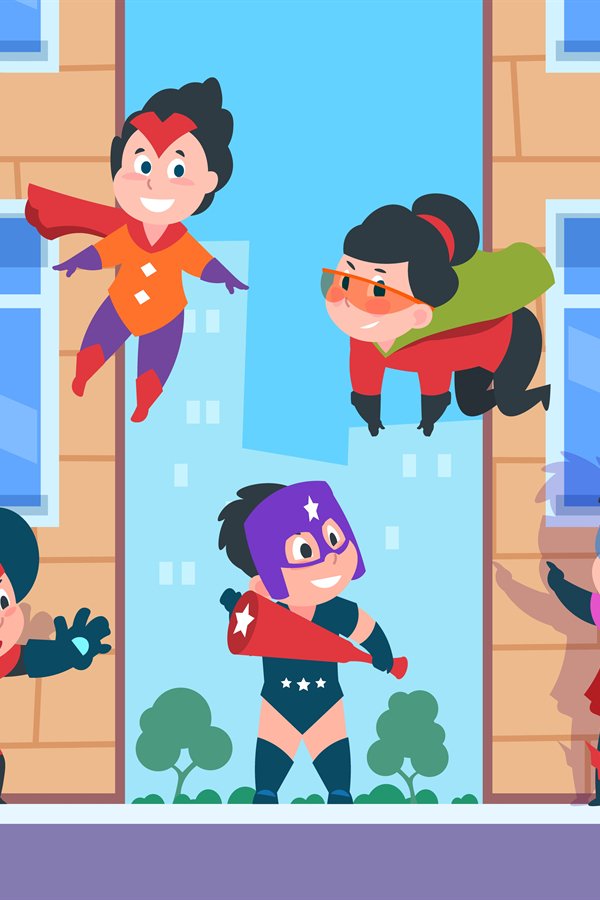 Superhero kids background. Children comic characters, cartoo (1295853 ...