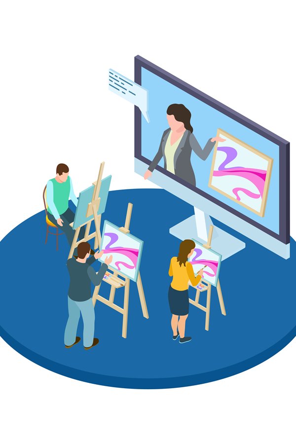 Drawing courses vector concept. Online art education with is
