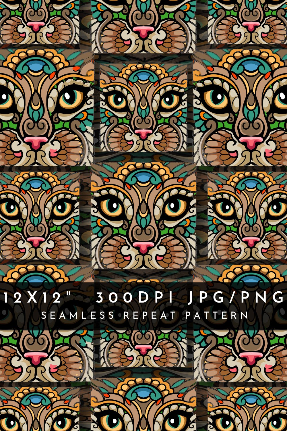 Abstract Cats Seamless Pattern Retro Cats Seamless Pattern