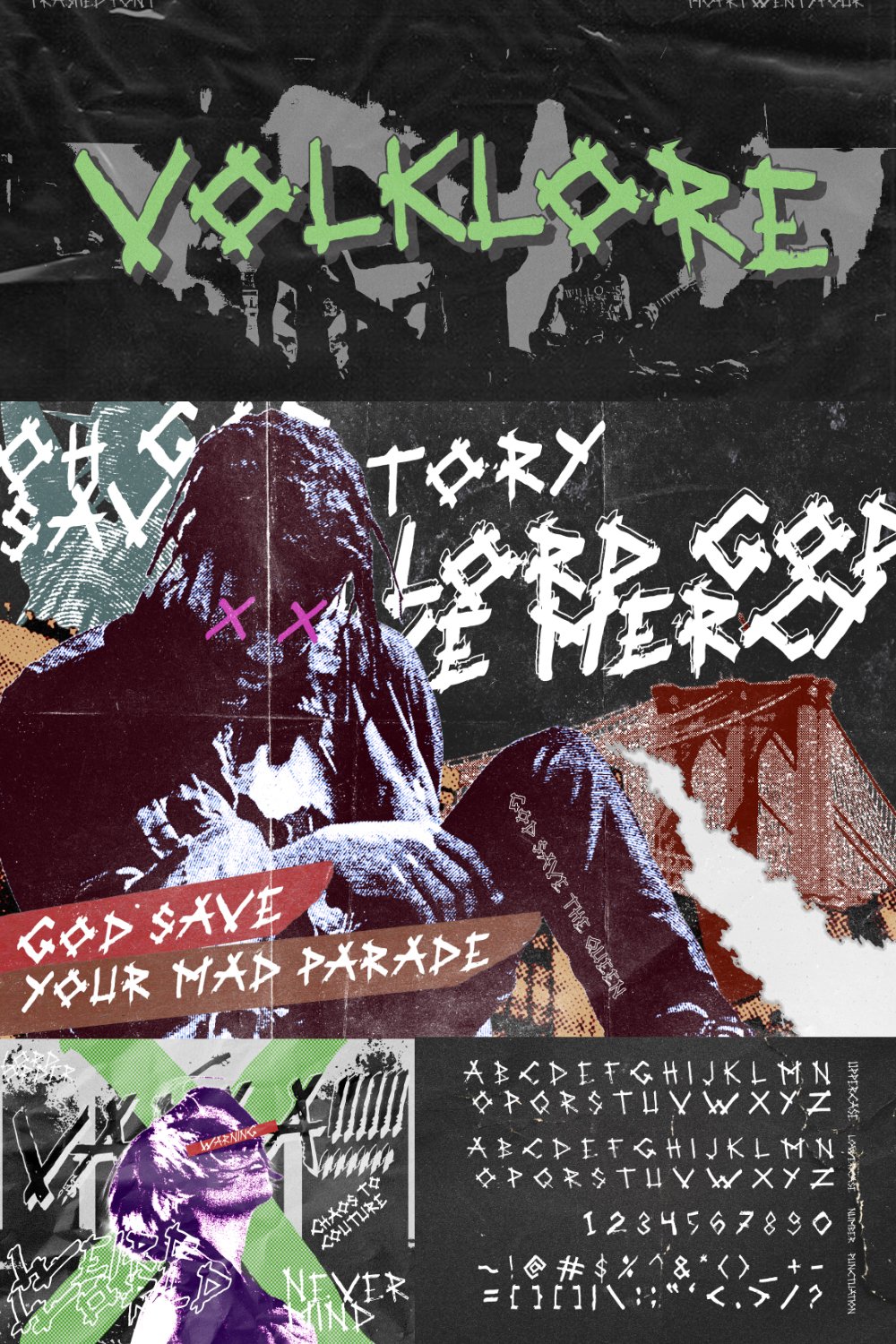 Volklore: Edgy Trashed with Textured font