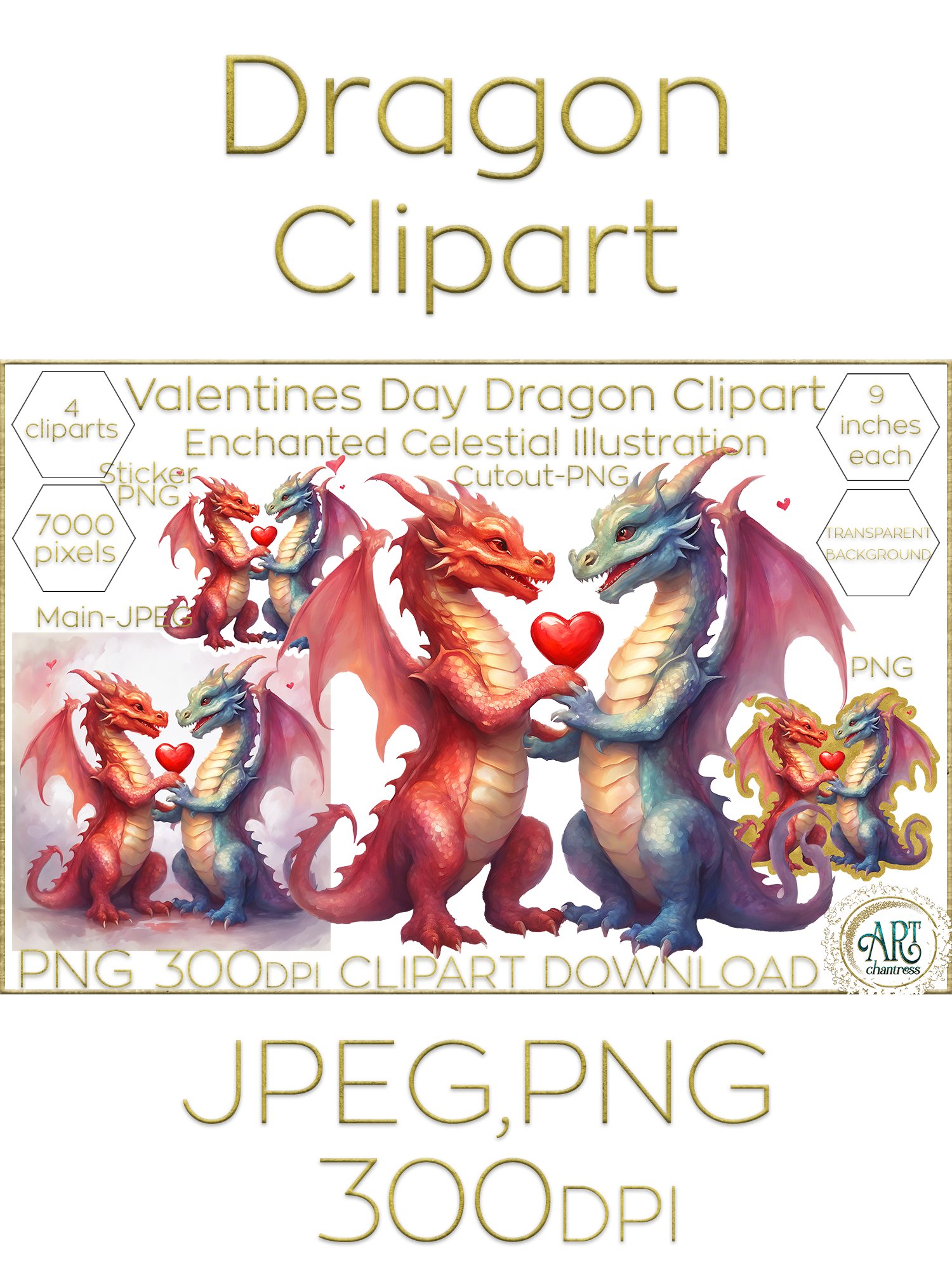 Valentines Day Dragon Clipart Magic Graphics (3028434)