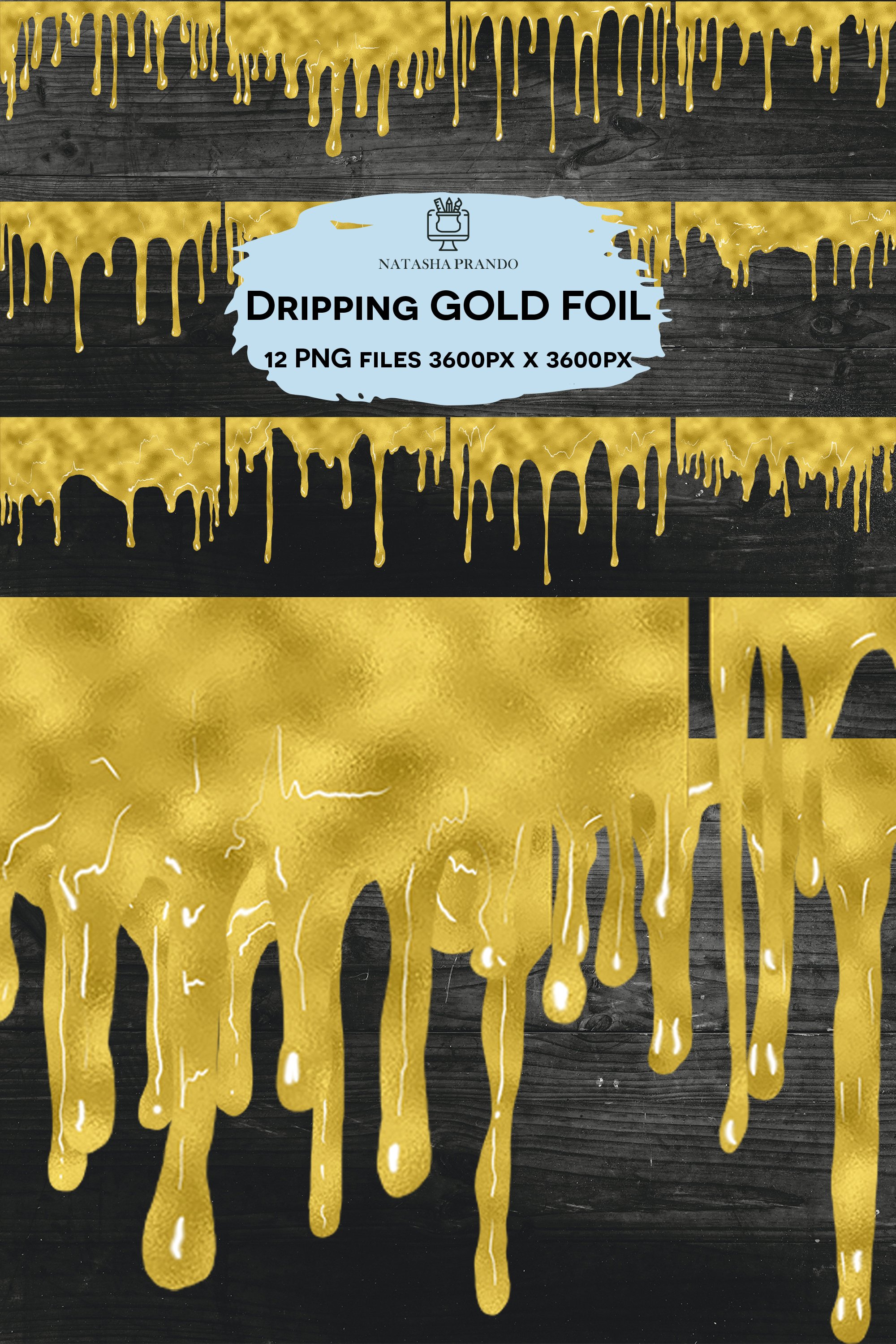 Dripping Gold Foil Clipart Bundle