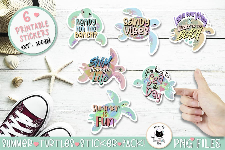 Cute Sea Turtle Stickers | Beach Sticker Pack
