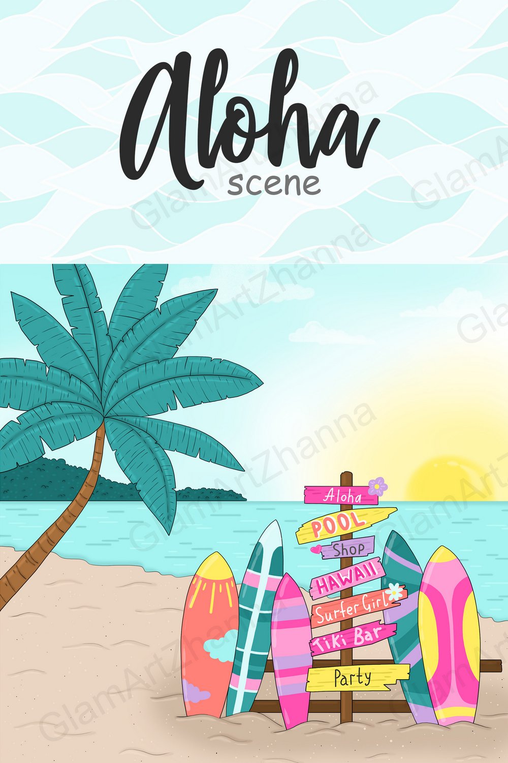 Aloha Clipart Bundle | Tiki Clipart