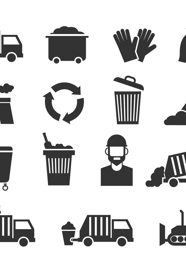 Trash recycle garbage waste vector icons