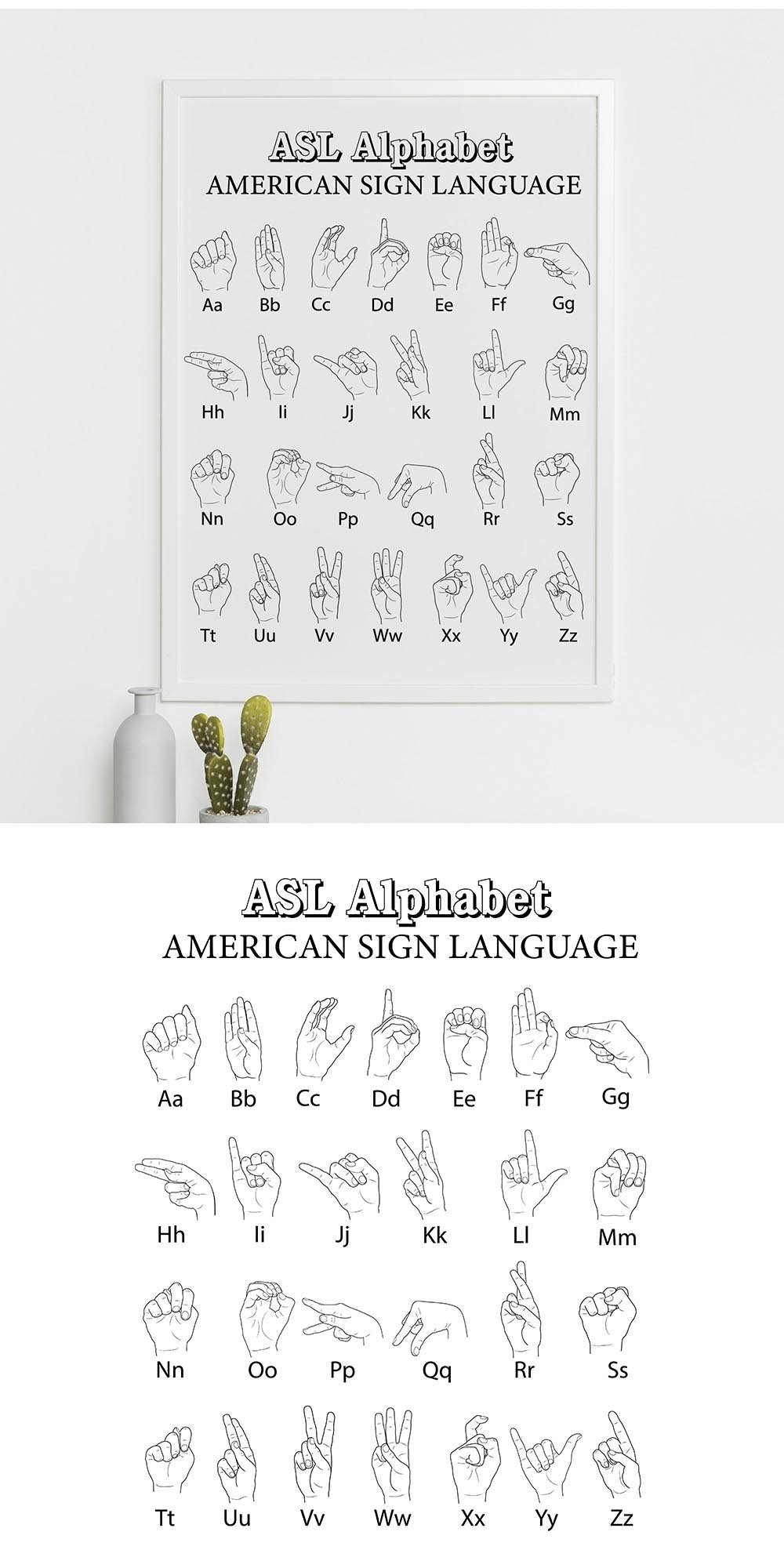 ASL Alphabet American Sign numbers letters Language SVG