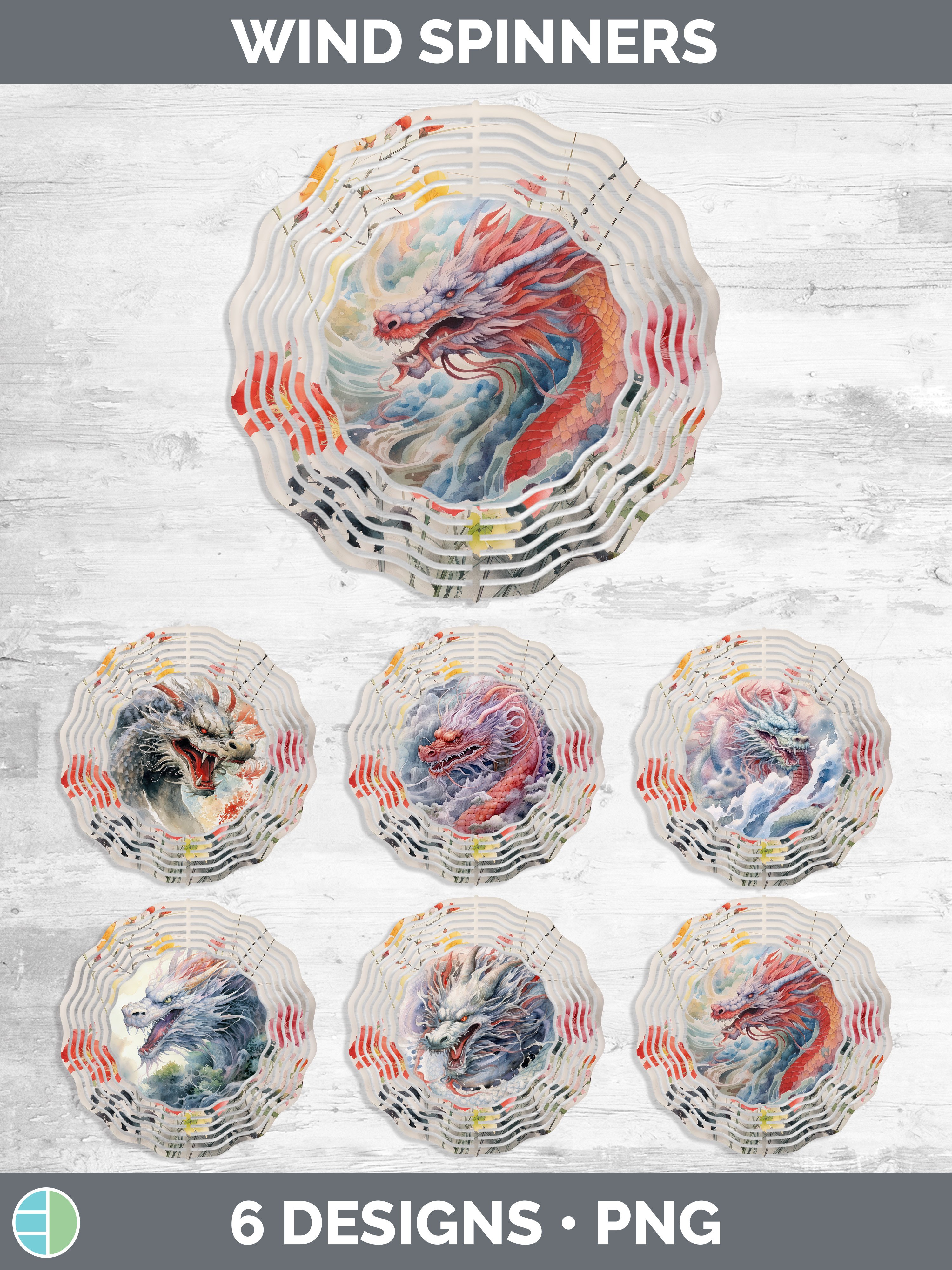 Japanese Watercolor Tiger Wind Spinner | Sublimation Spinner