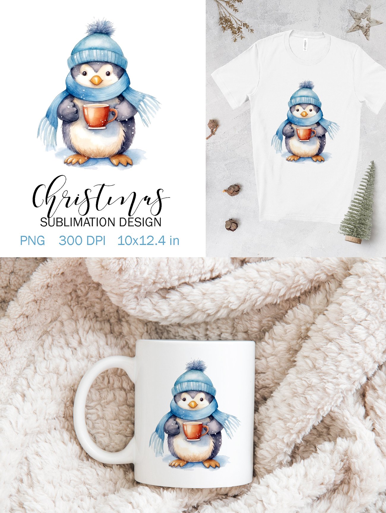 Christmas Sublimation Design PNG - Penguin (2880919)