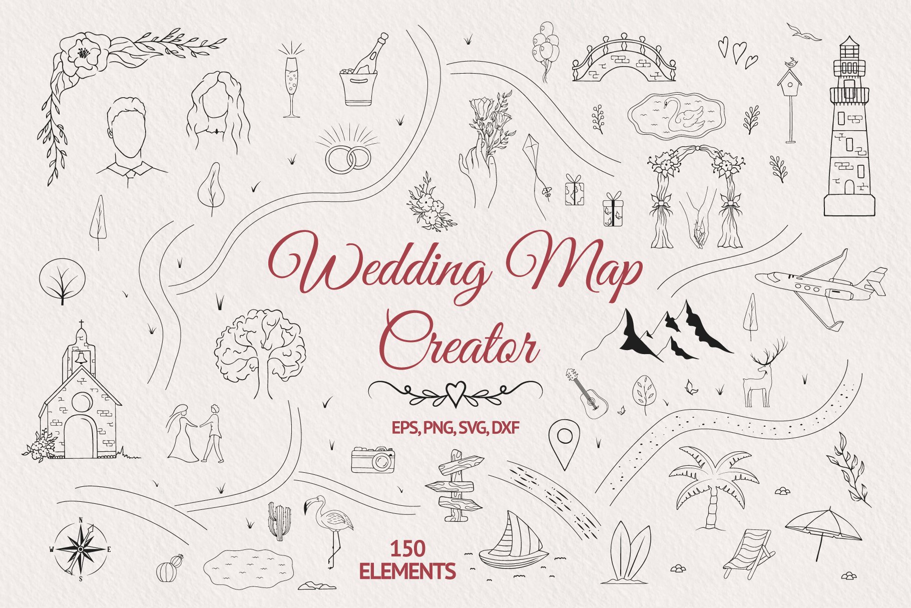 Hand drawn Wedding Map Creator