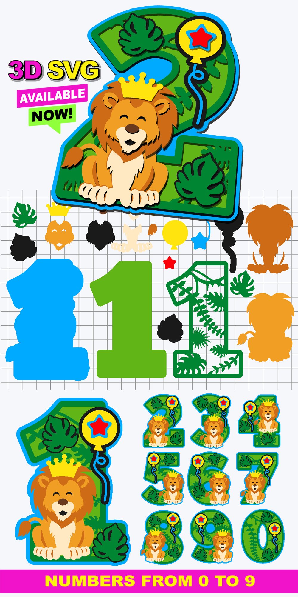 Mermaid 3D SVG Numbers | Tail Mermaid birthday SVG