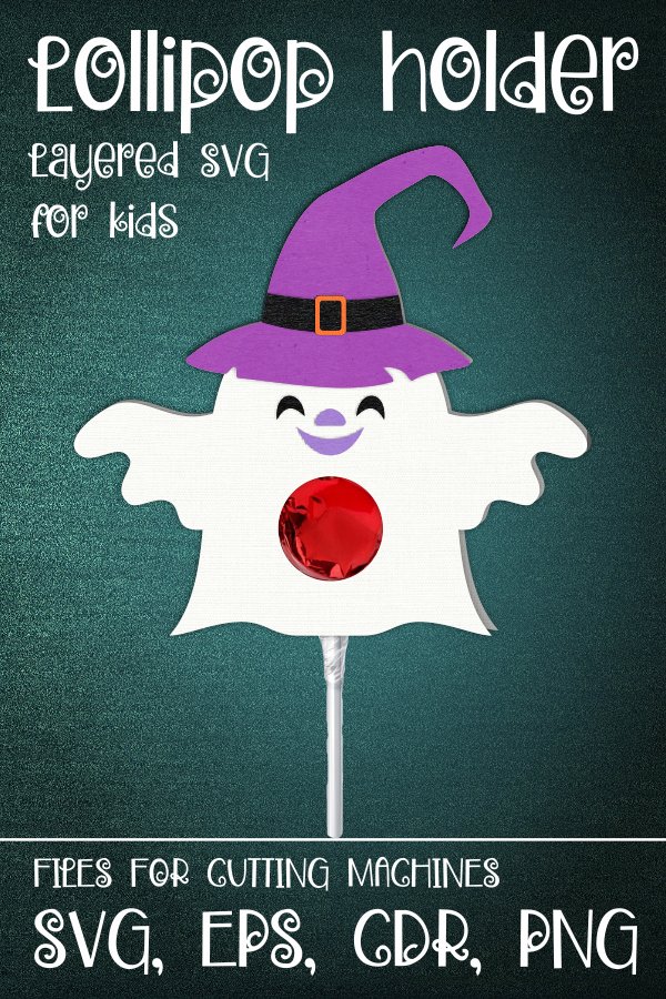 Halloween Ghost Lollipop Holder Template SVG