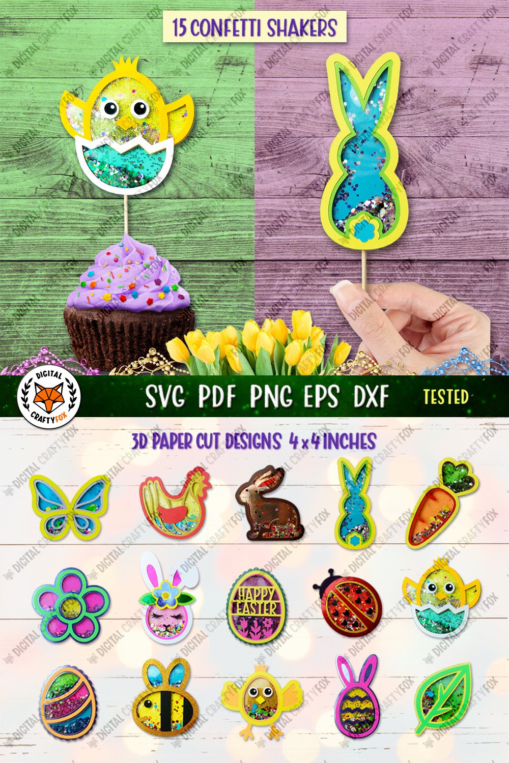 Easter Confetti Shaker Bundle, 3D Easter Paper Cut SVG