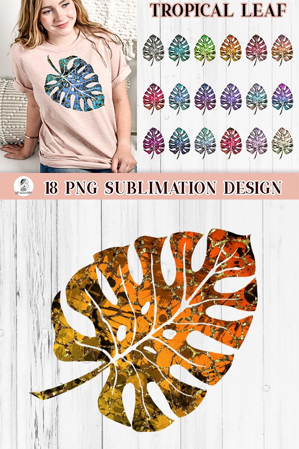 Tropical leaves sublimation Bundle, Sublimation Designs
