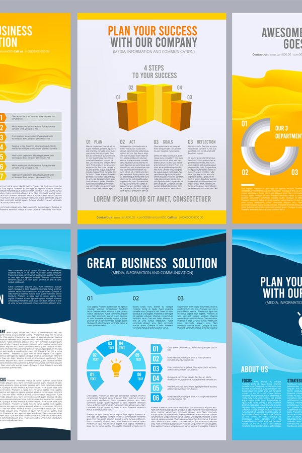 Business flyers. Corporate brochure booklet pages vector lay