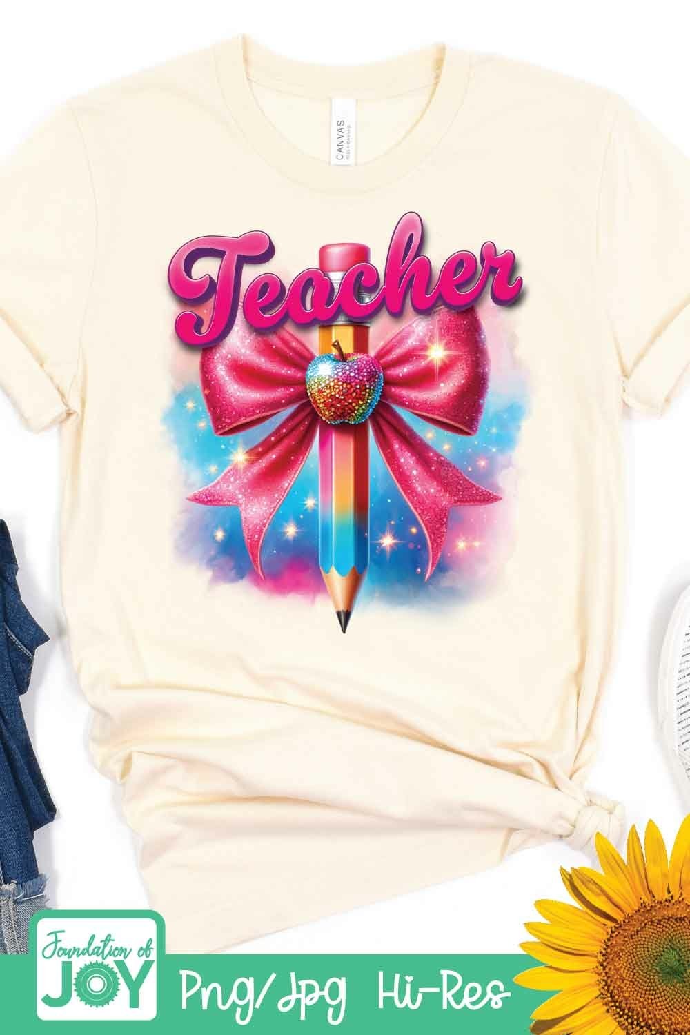 Teacher Coquette png, Pencil with bow png