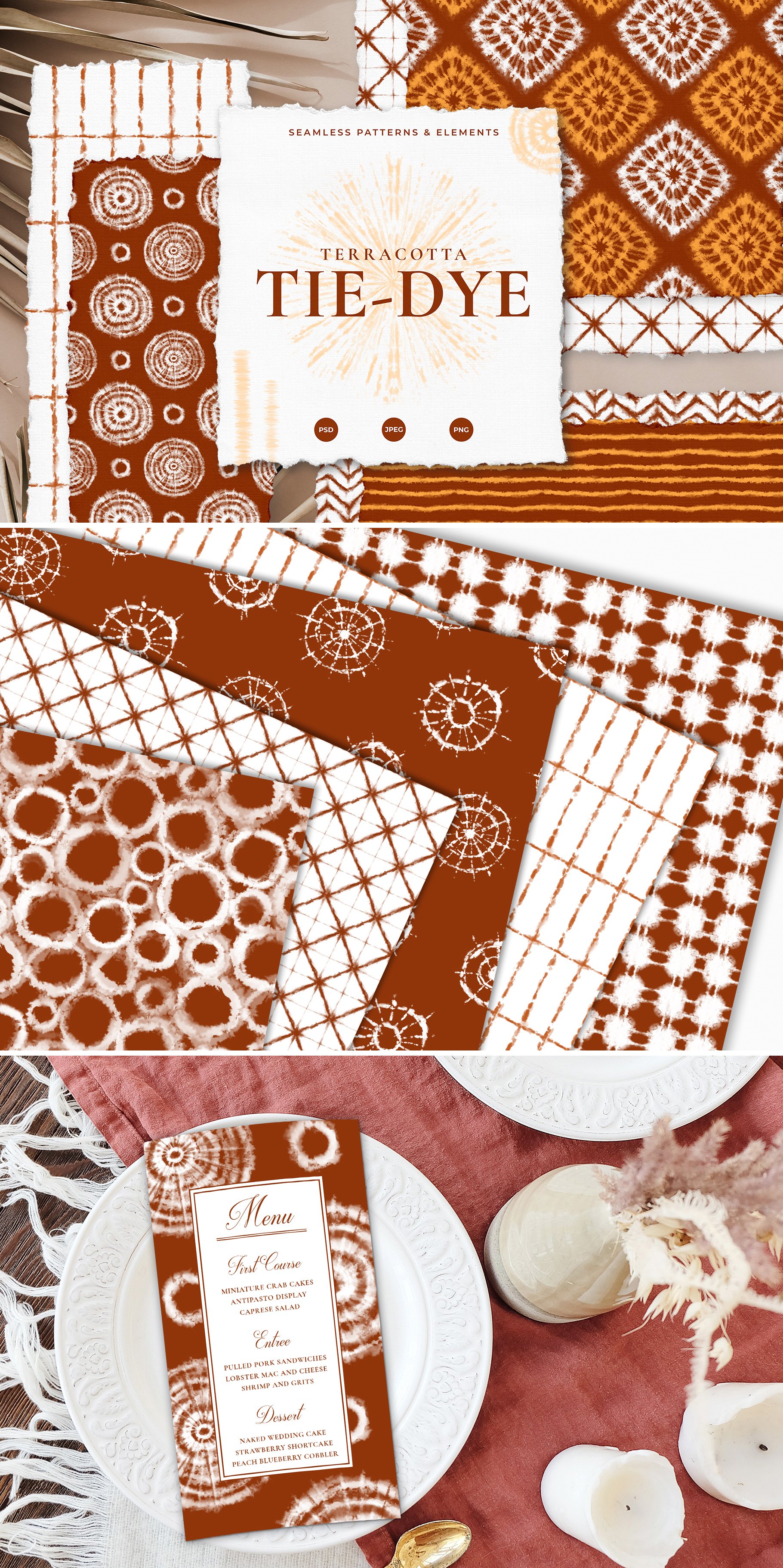 Seamless Terracotta Tie-Dye Patterns