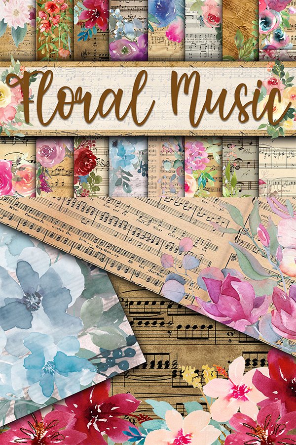 Floral Music Digital Papers