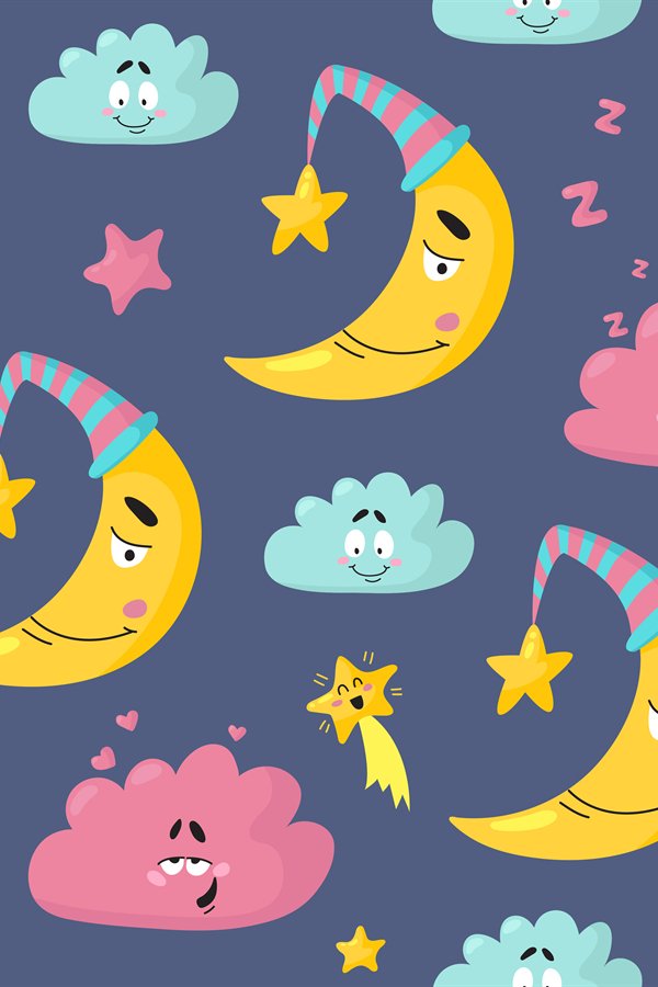 Cute clouds pattern. Sleep cloud and moon, kid sleeping clot