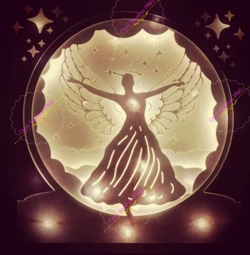 Angel heaven christmas memorial 3d layered shadow box light