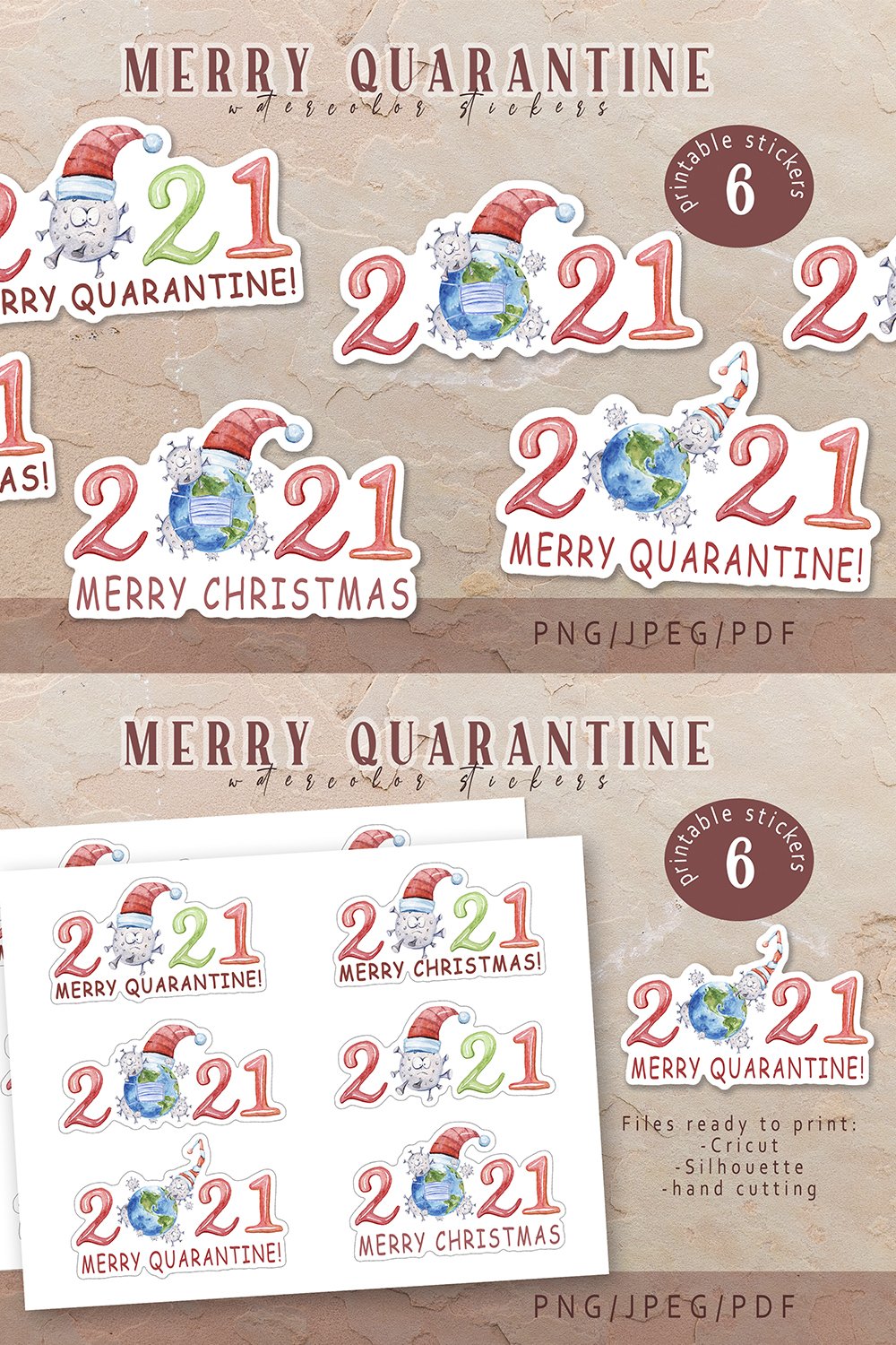 Merry Quarantine Christmas printable sticker sheet