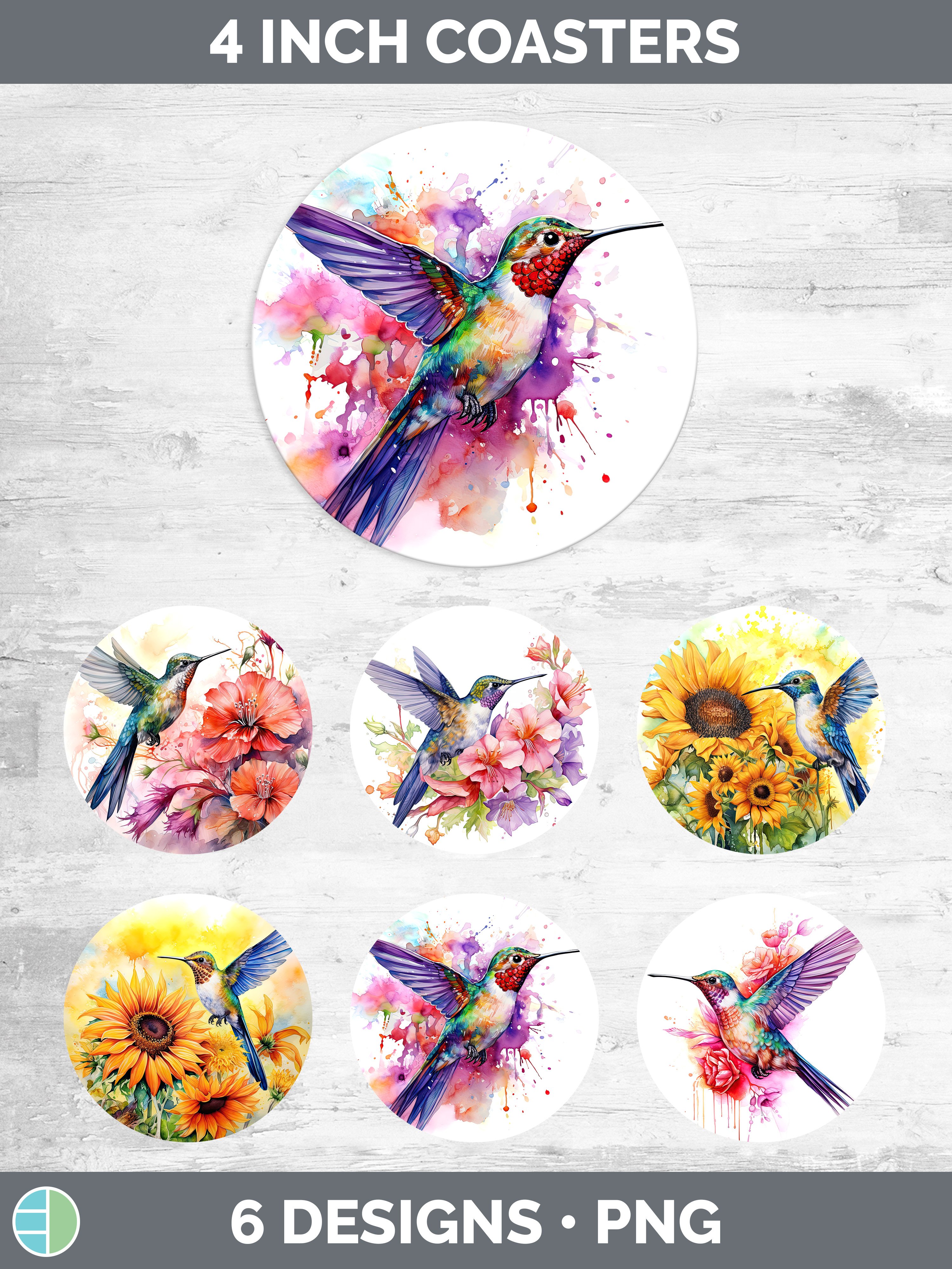 Pretty Hummingbird Bird Round Coaster | Bundle Coaster Desig