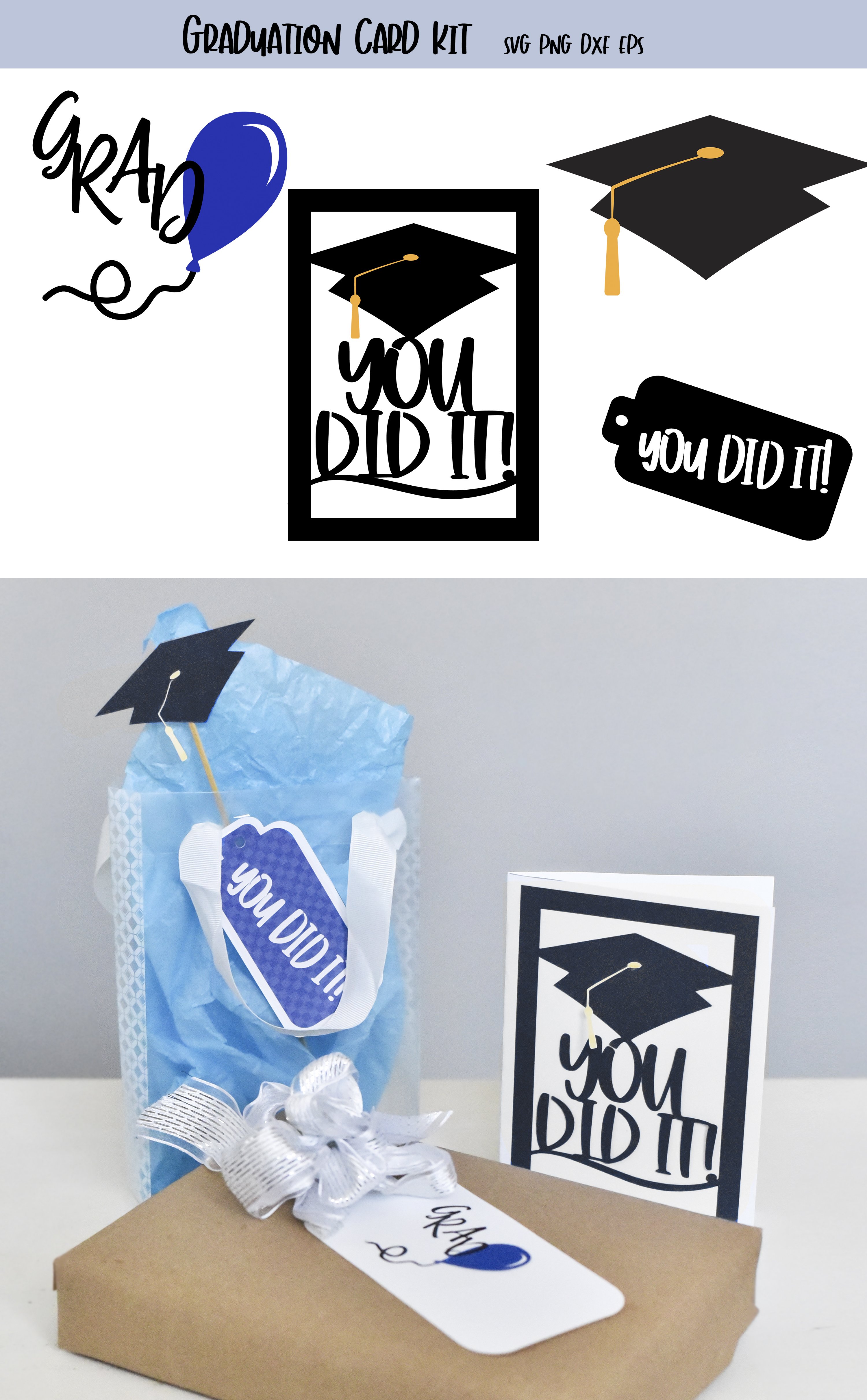 Graduation Card Tag Kit Bundle SVG DXF PNG EPS