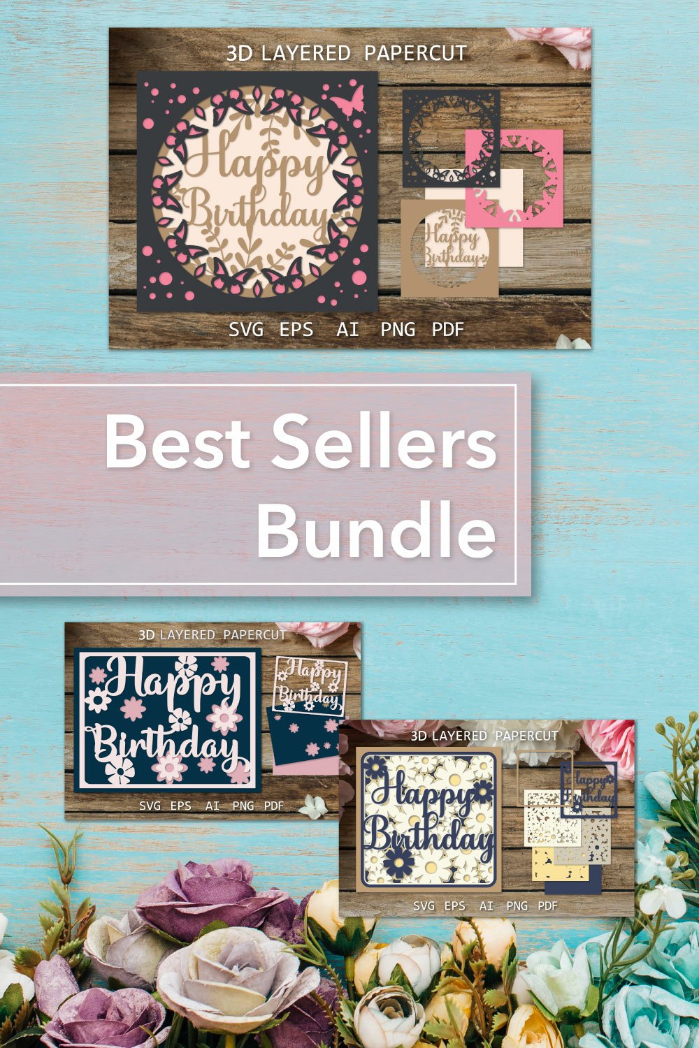 Birthday Card Bundle, Best Sellers Layered Birthday cards