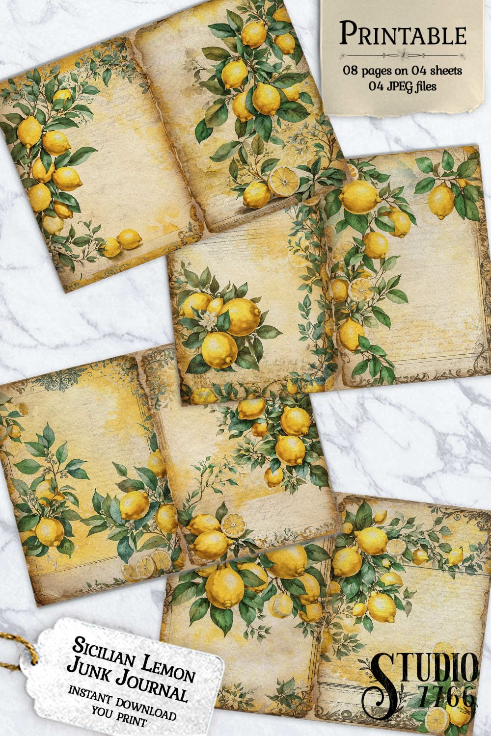 Sicilian Lemon Junk Journal Pages
