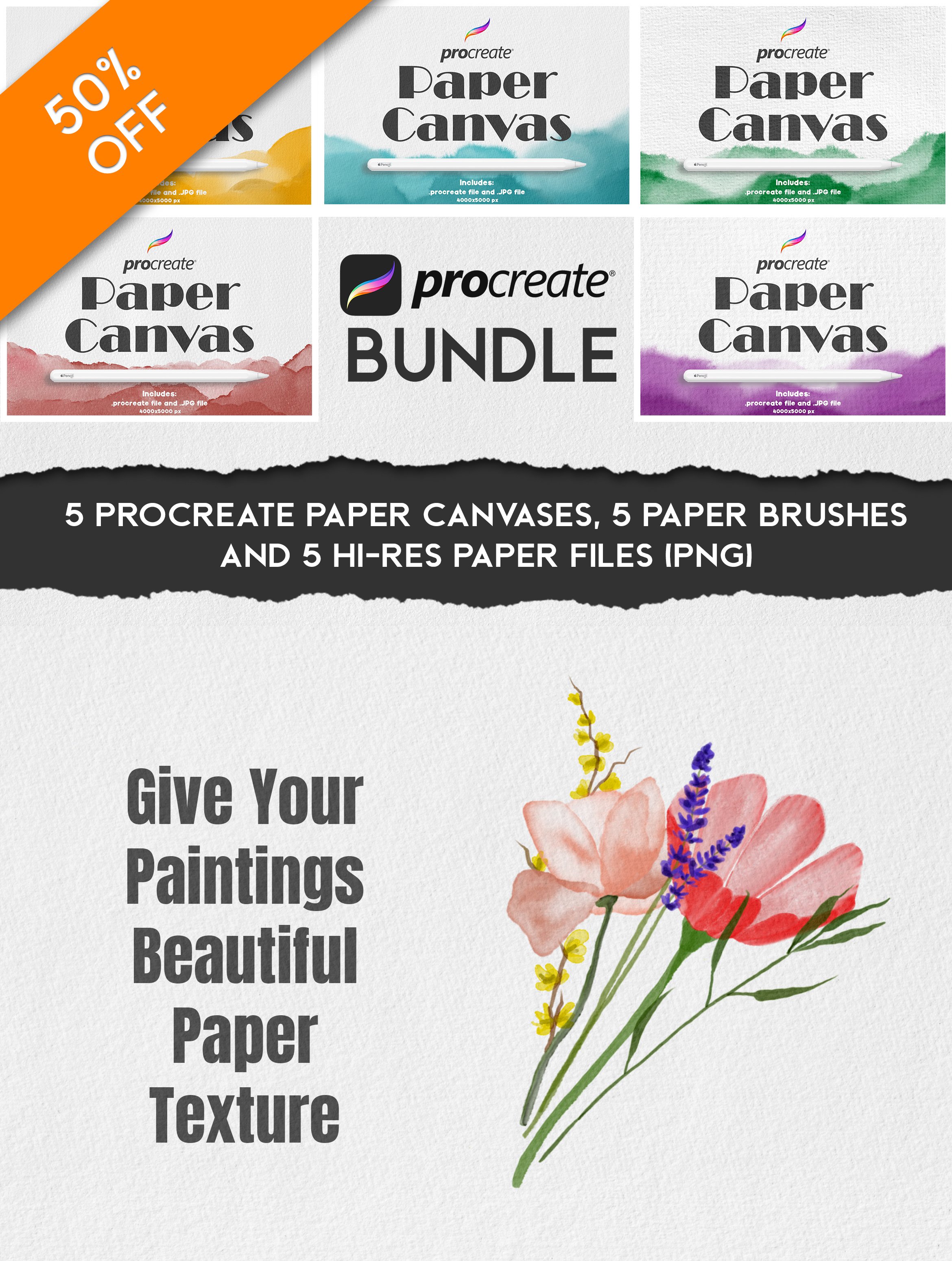 Procreate Bundle - Paper Canvas - Paper Brushes