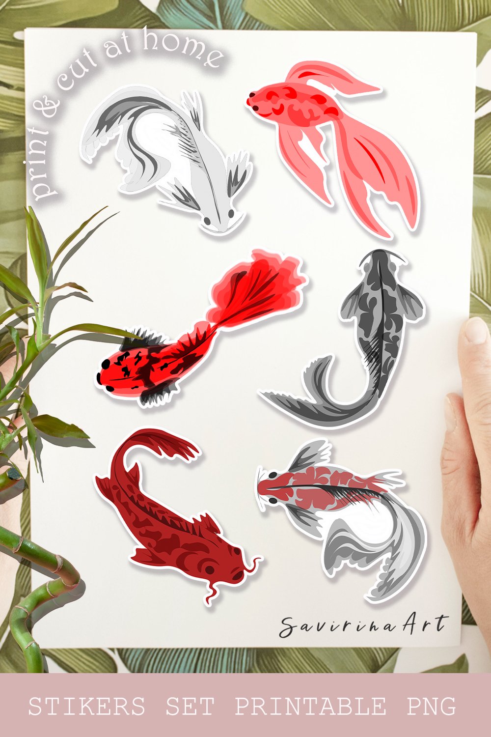 Stickers set Printable. Sticker PNG Asia Fish. (2846864)
