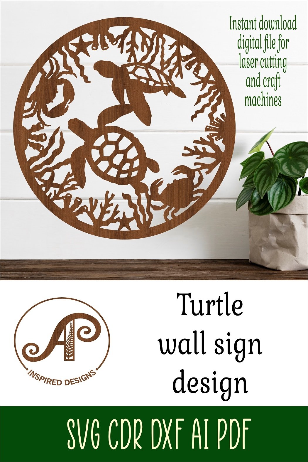 Turtle wall art sign, SVG file. vector file