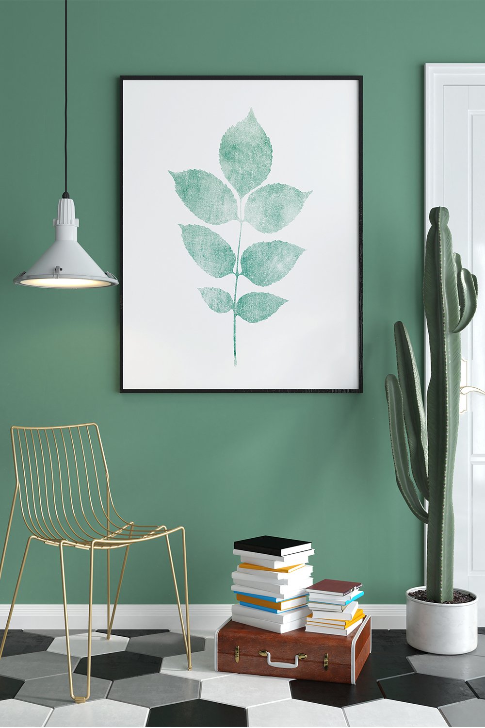 Green Leaf Poster Print, Green Botanical Wall Art