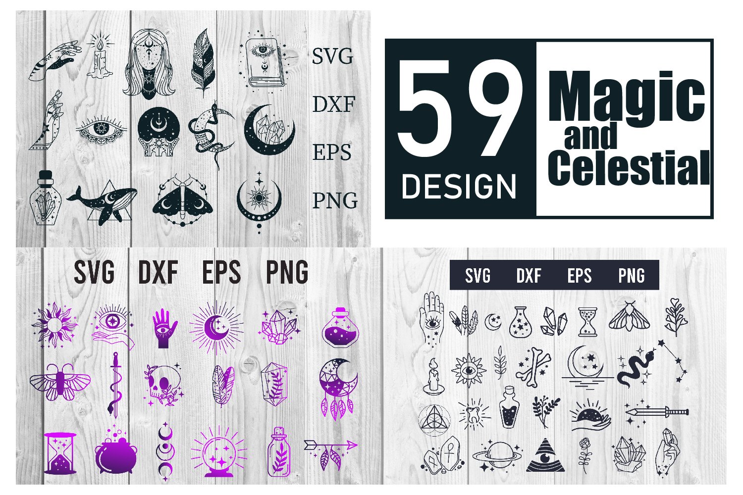Magic and Celestial SVG bundle 59 designs