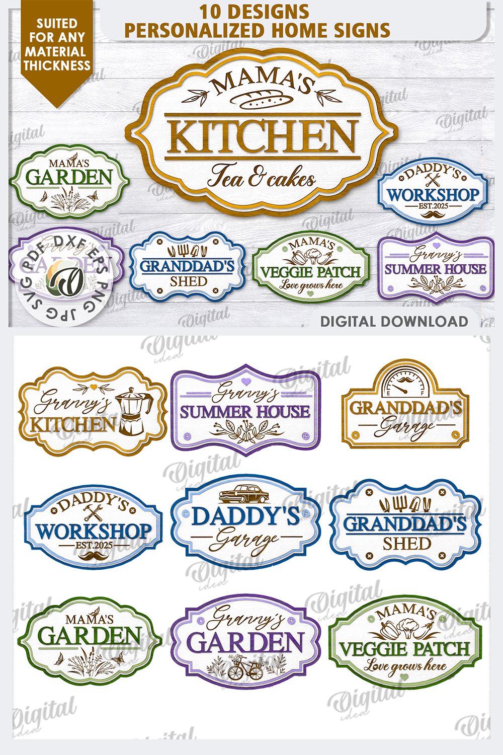 Wooden Home Signs Laser Cut Bundle. Personalized Signs SVG