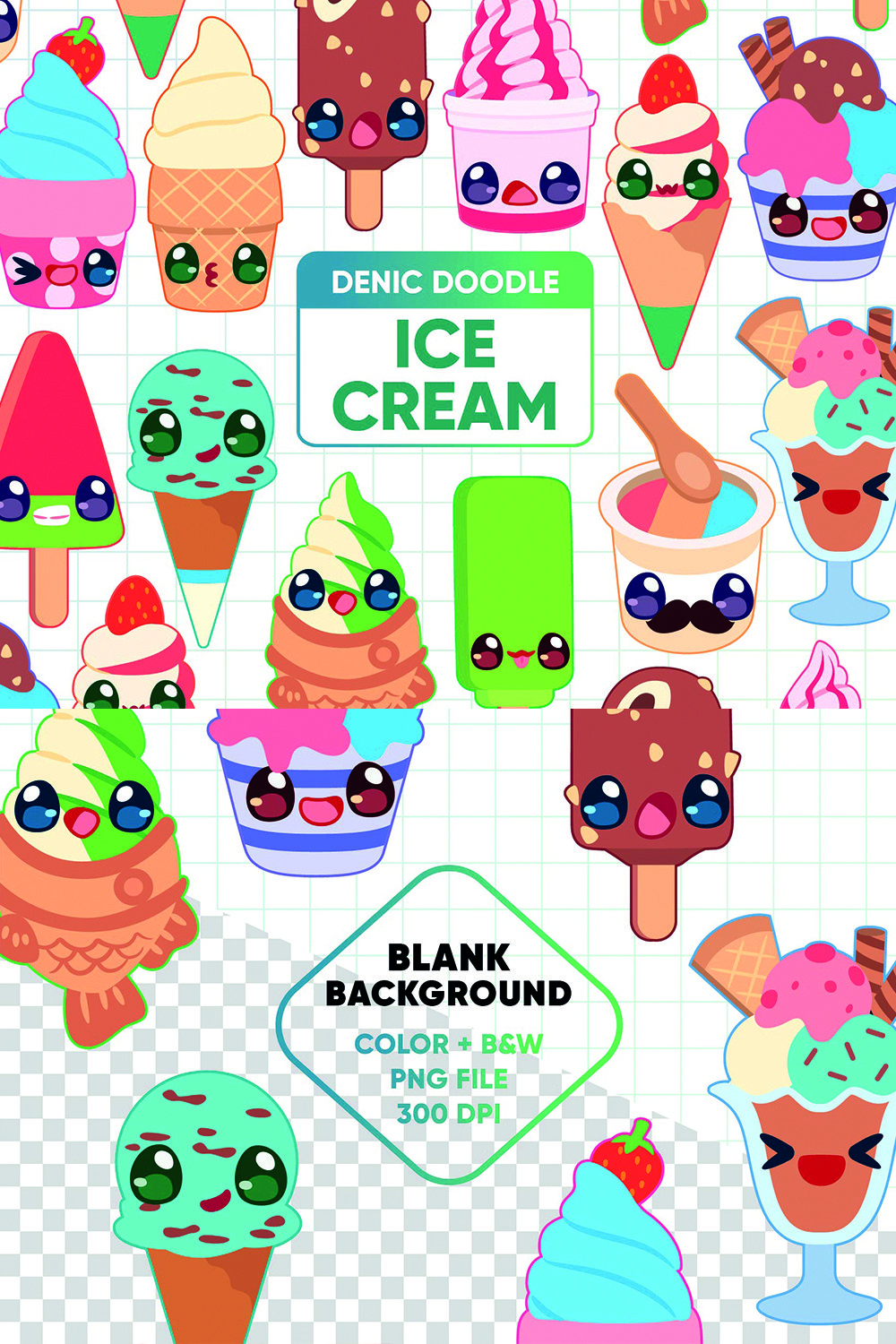 Sweet Ice Cream Clipart - Cute and Colorful Dessert Illust