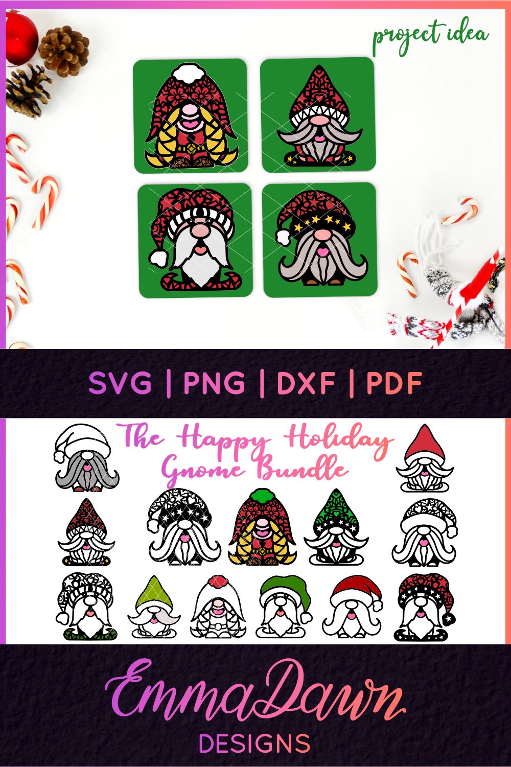 THE HAPPY HOLIDAY GNOME SVG BUNDLE 13 DESIGNS